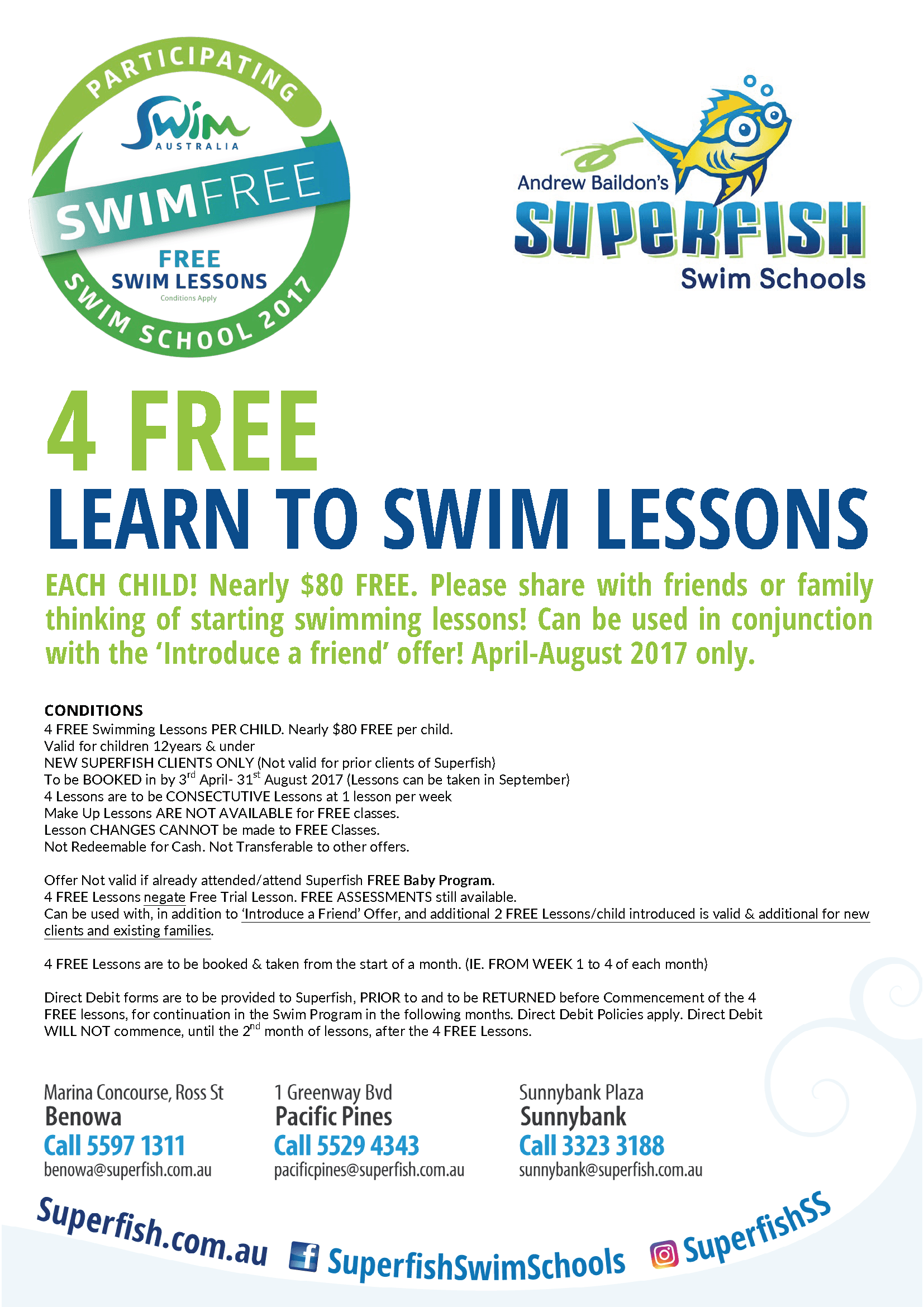 Superfish & Swim Australia 4 Free Lessons Offer - Superfish Swim Schools